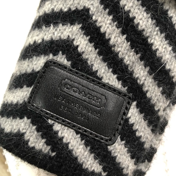 Coach | Accessories | Coach Black And Gray Striped Wool Scarf | Poshmark